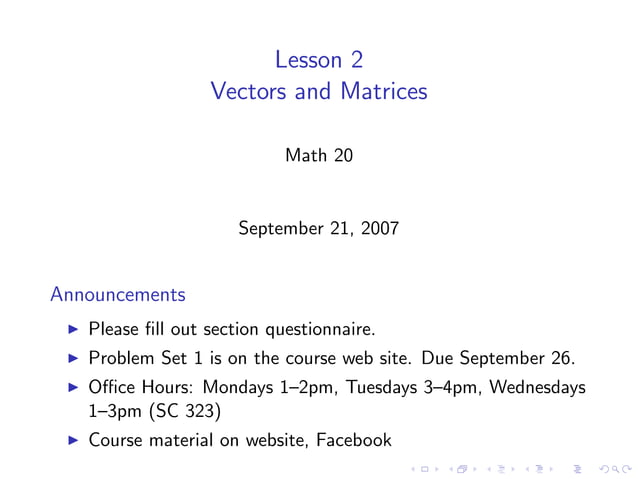 Lesson02 Vectors And Matrices Slides | PPT