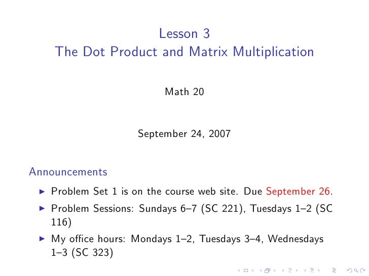 Lesson03 Dot Product And Matrix Multiplication Slides Notes lesson03-dot-product-and-matrix-multiplication-slides-notes