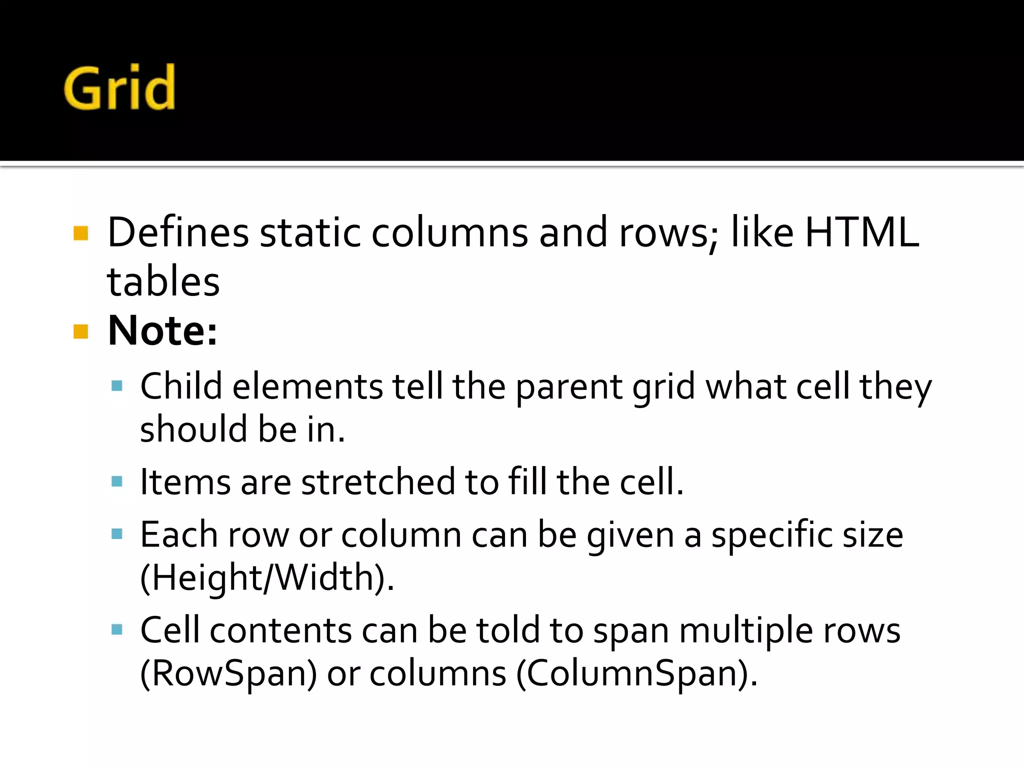 Lesson 03 Layouts in WPF | PPTX | Web Design and HTML | Internet