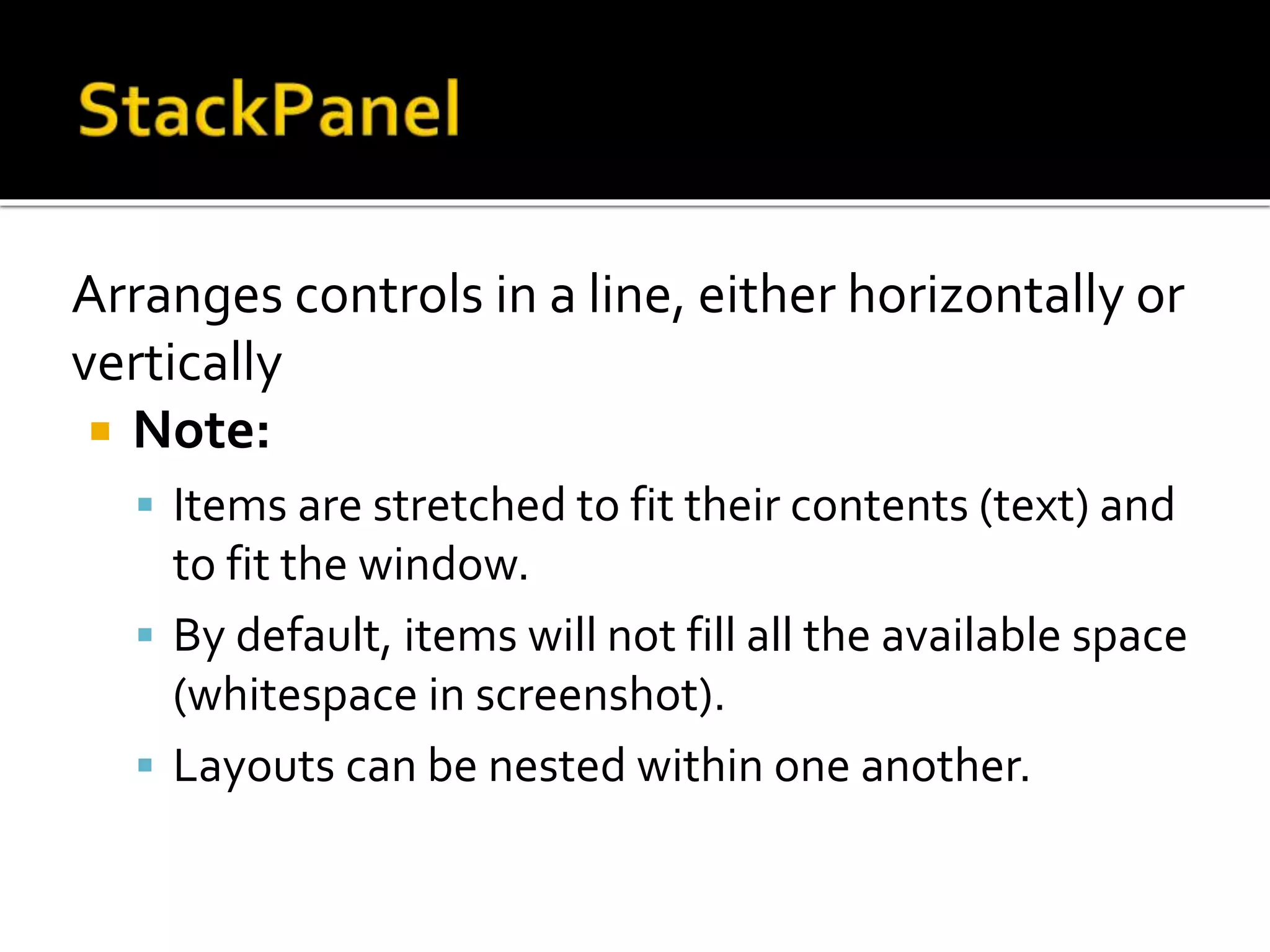 Lesson 03 Layouts in WPF | PPTX | Web Design and HTML | Internet