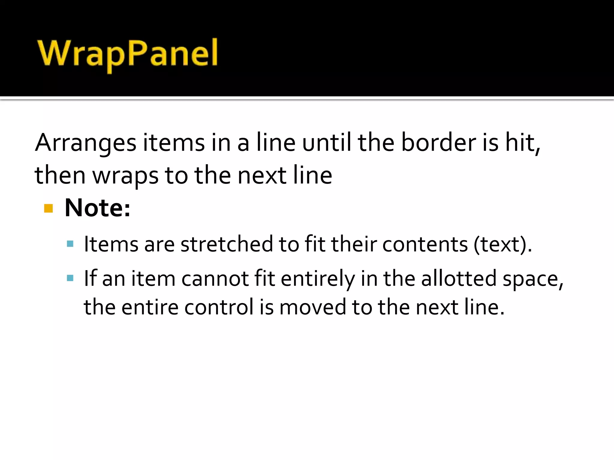 Lesson 03 Layouts in WPF | PPTX | Web Design and HTML | Internet