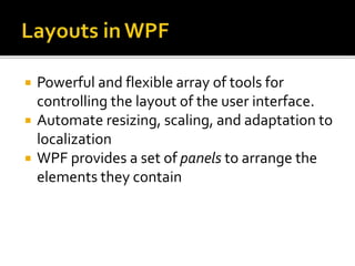 Lesson 03 Layouts in WPF | PPTX | Web Design and HTML | Internet