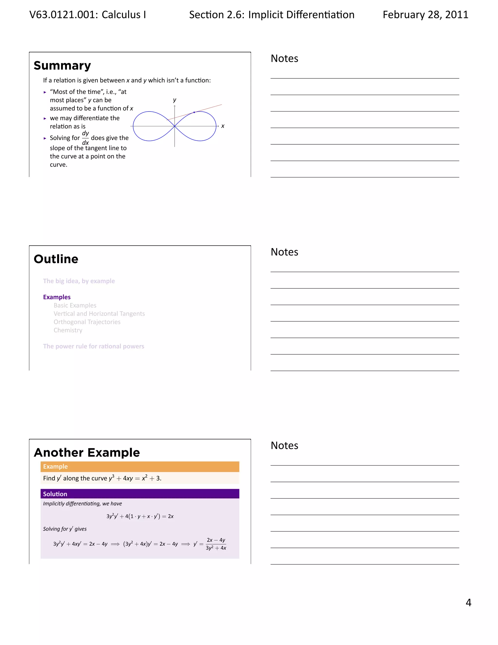 Lesson 11: Implicit Differentiation (handout) | PDF
