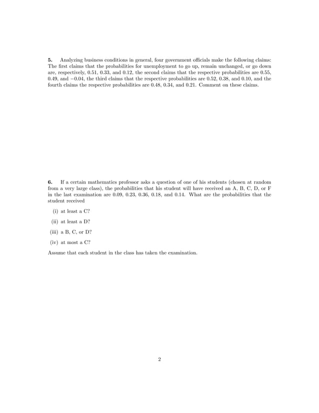 Worksheet: Sample Spaces, the Axioms of Probability | PDF | Physics | Science