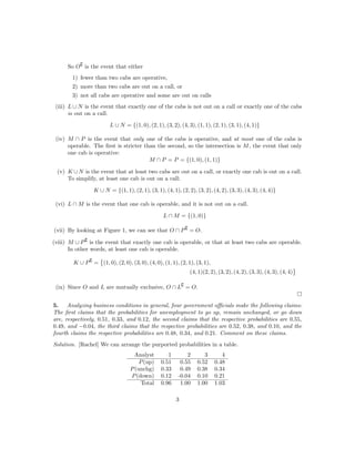 Worksheet: Sample Spaces, the Axioms of Probability (solutions) | PDF
