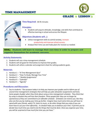 Lesson 03 -_time_managementj week of september 15 | PDF | Homework and ...