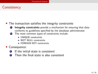 Transactional systems in Advanced Database | PDF | Databases | Computer Software and Applications