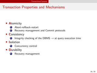 Transactional systems in Advanced Database | PPT
