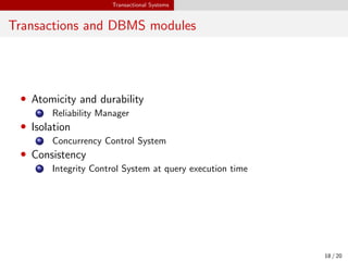 Transactional systems in Advanced Database | PDF | Databases | Computer Software and Applications