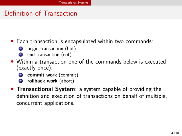 Transactional systems in Advanced Database | PPT