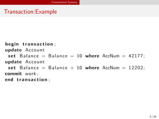 Transactional systems in Advanced Database | PDF | Databases | Computer ...