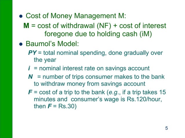 Baumol's model of demand for money | PPSX | Business Accounting ...