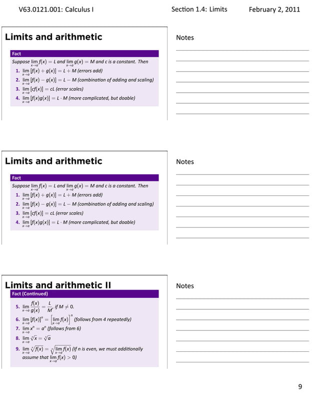Lesson 4: Calculating Limits (handout) | PDF