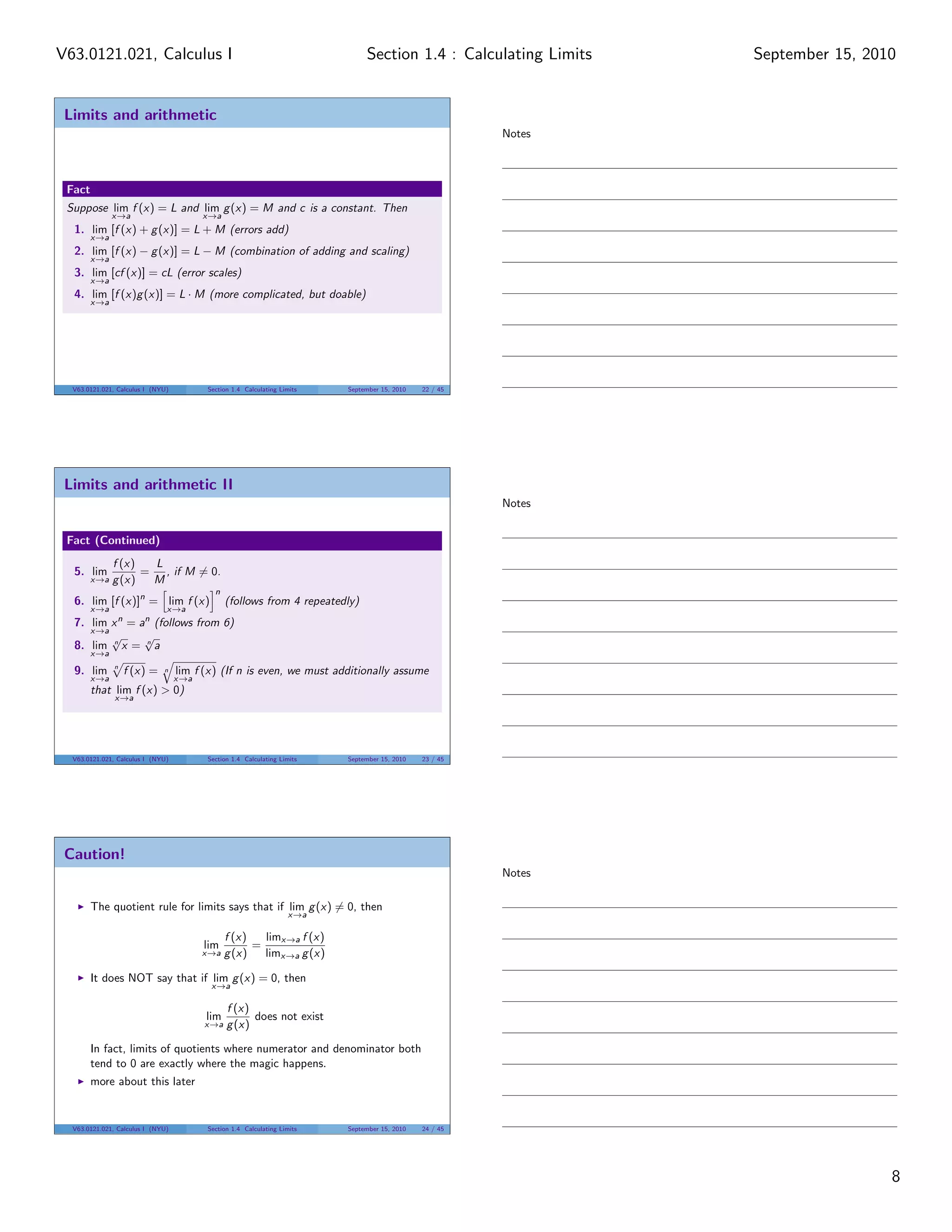 Lesson 4: Calculating Limits (handout) | PDF | Physics | Science