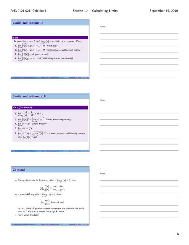 Lesson 4: Calculating Limits (handout) | PDF | Physics | Science