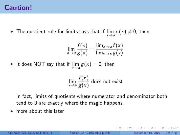 Lesson 4: Calculating Limits (Section 21 slides)