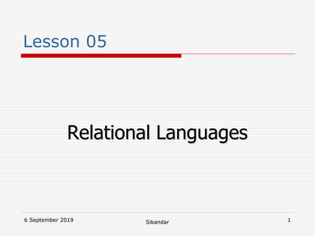 Lesson05 relational languages sql | PPT