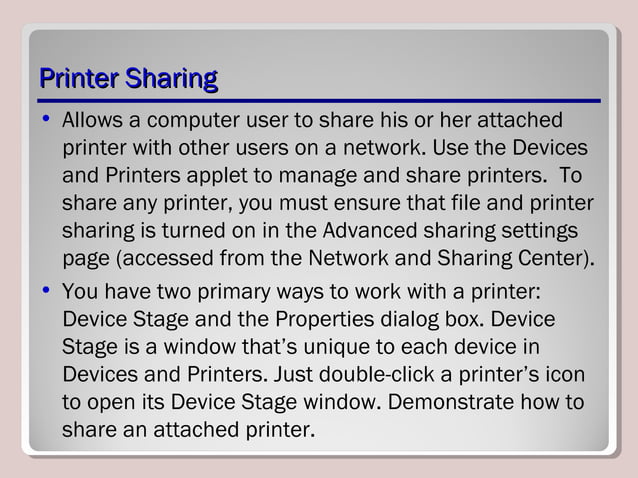Lesson 6 - Understanding File and Print Sharing | PPT