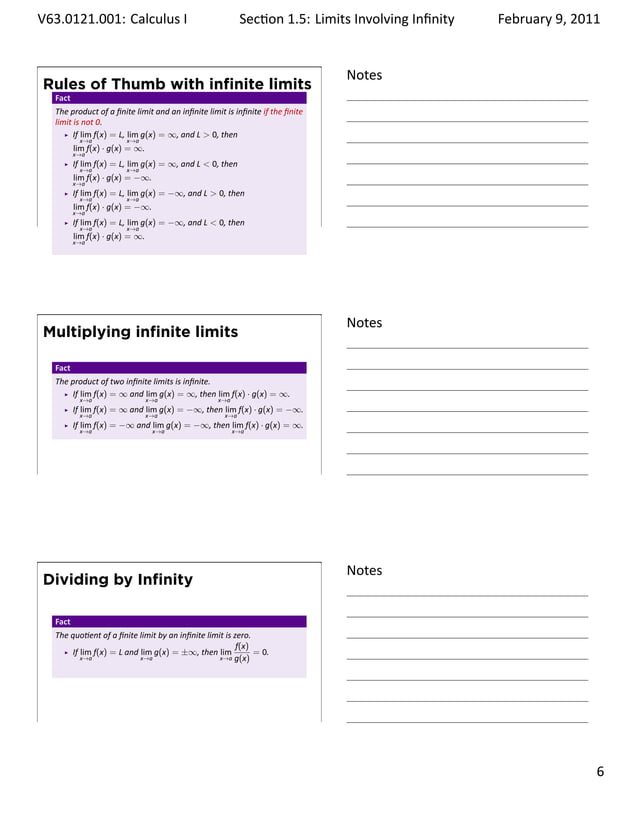 Lesson 6: Limits Involving Infinity (handout) | PDF
