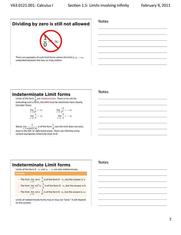 Lesson 6: Limits Involving Infinity (handout) | PDF