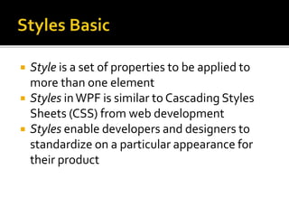 Lesson 06 Styles and Templates in WPF | PPTX
