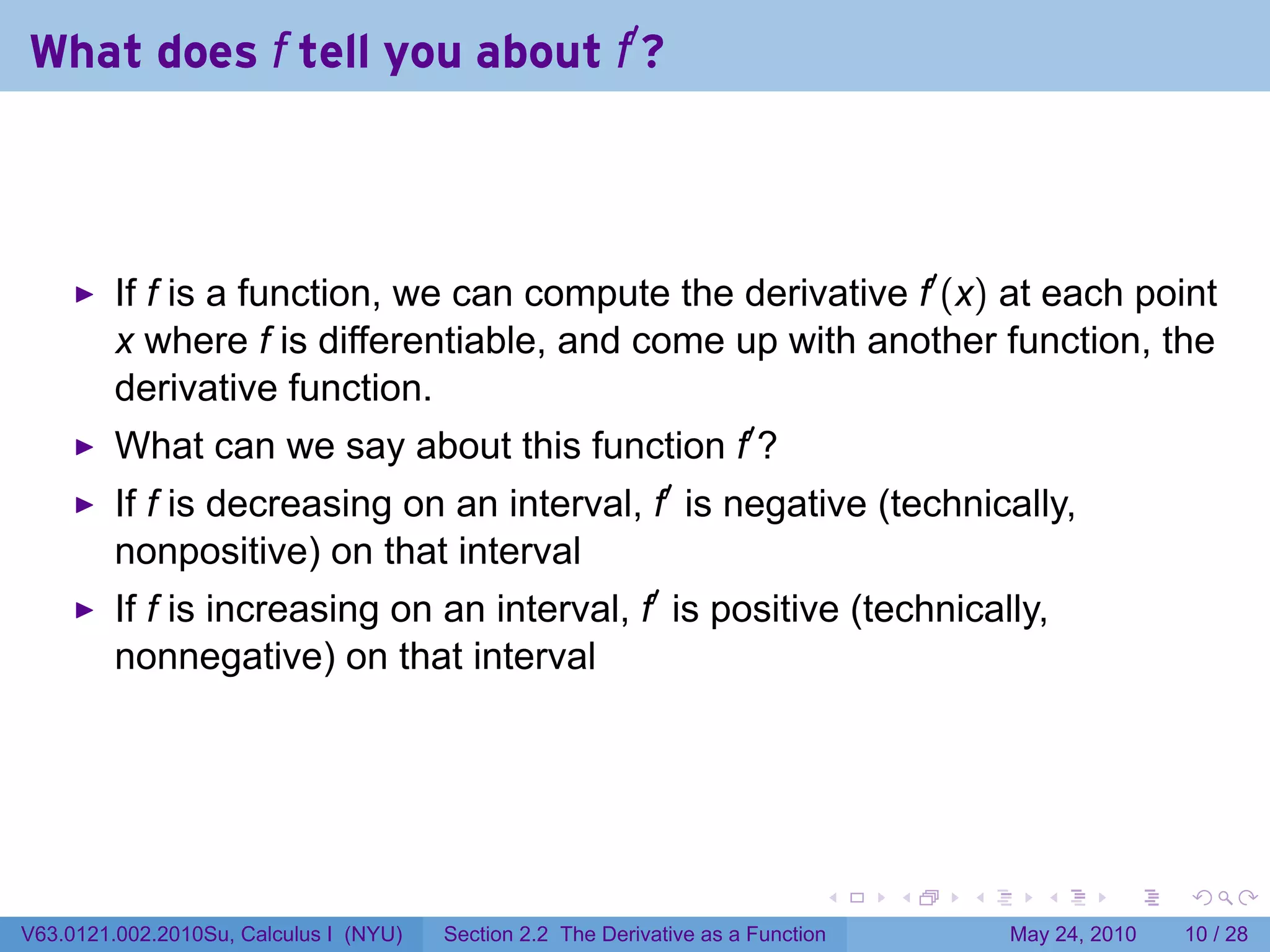 Lesson 7: The Derivative as a Function | PDF