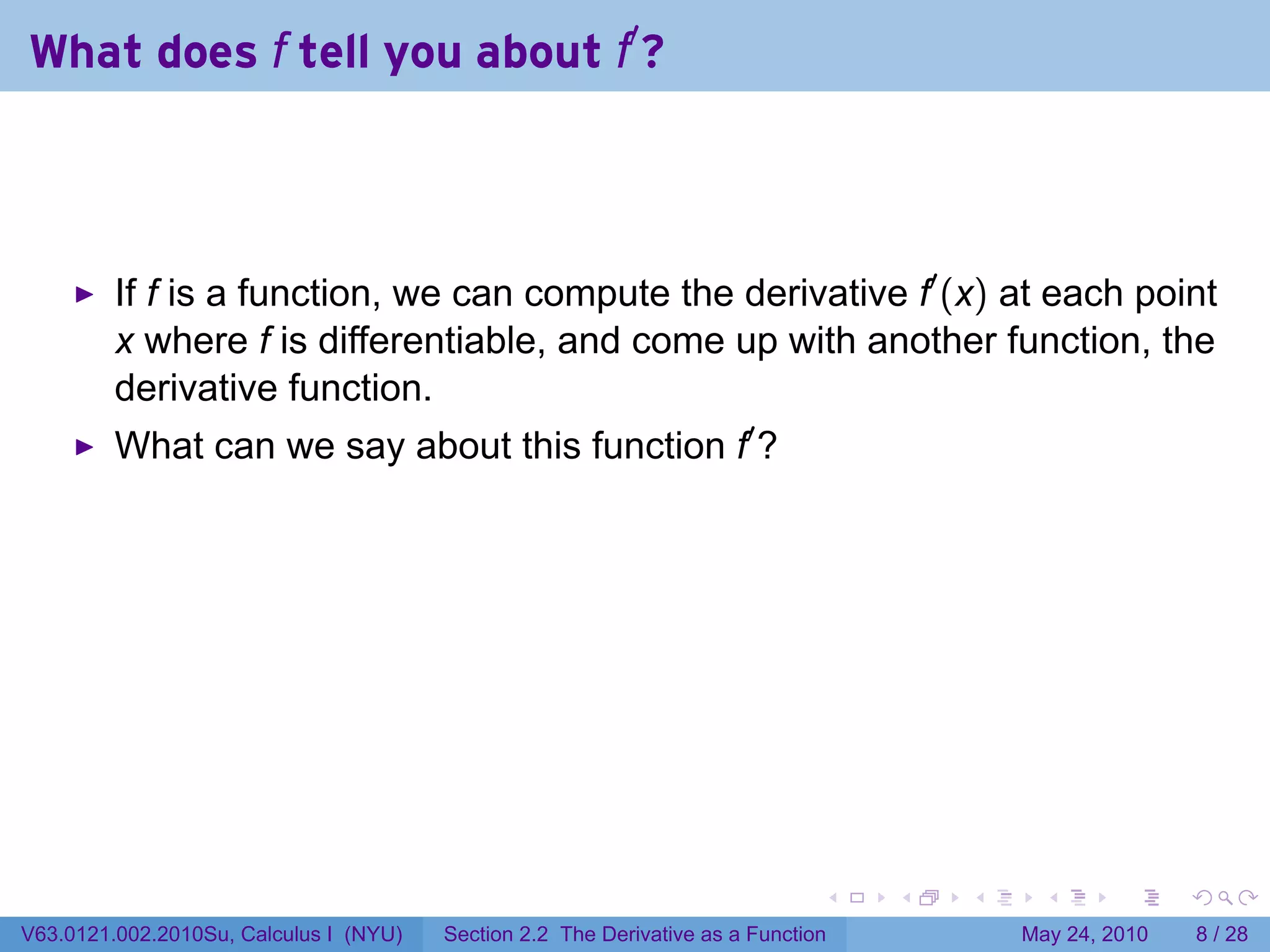 Lesson 7: The Derivative as a Function | PDF
