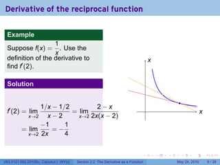 Lesson 7: The Derivative as a Function | PDF