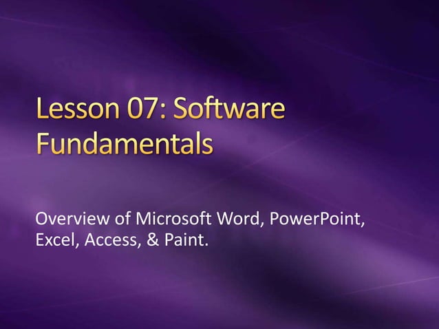 Lesson 07 - Software Fundamentals | PPT