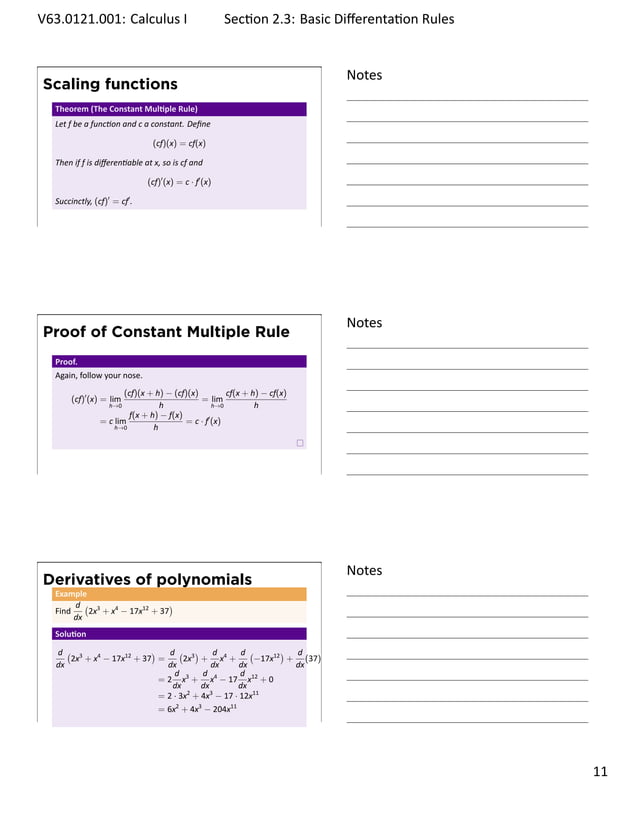 Lesson 8: Basic Differentation Rules (handout) | PDF | Physics | Science