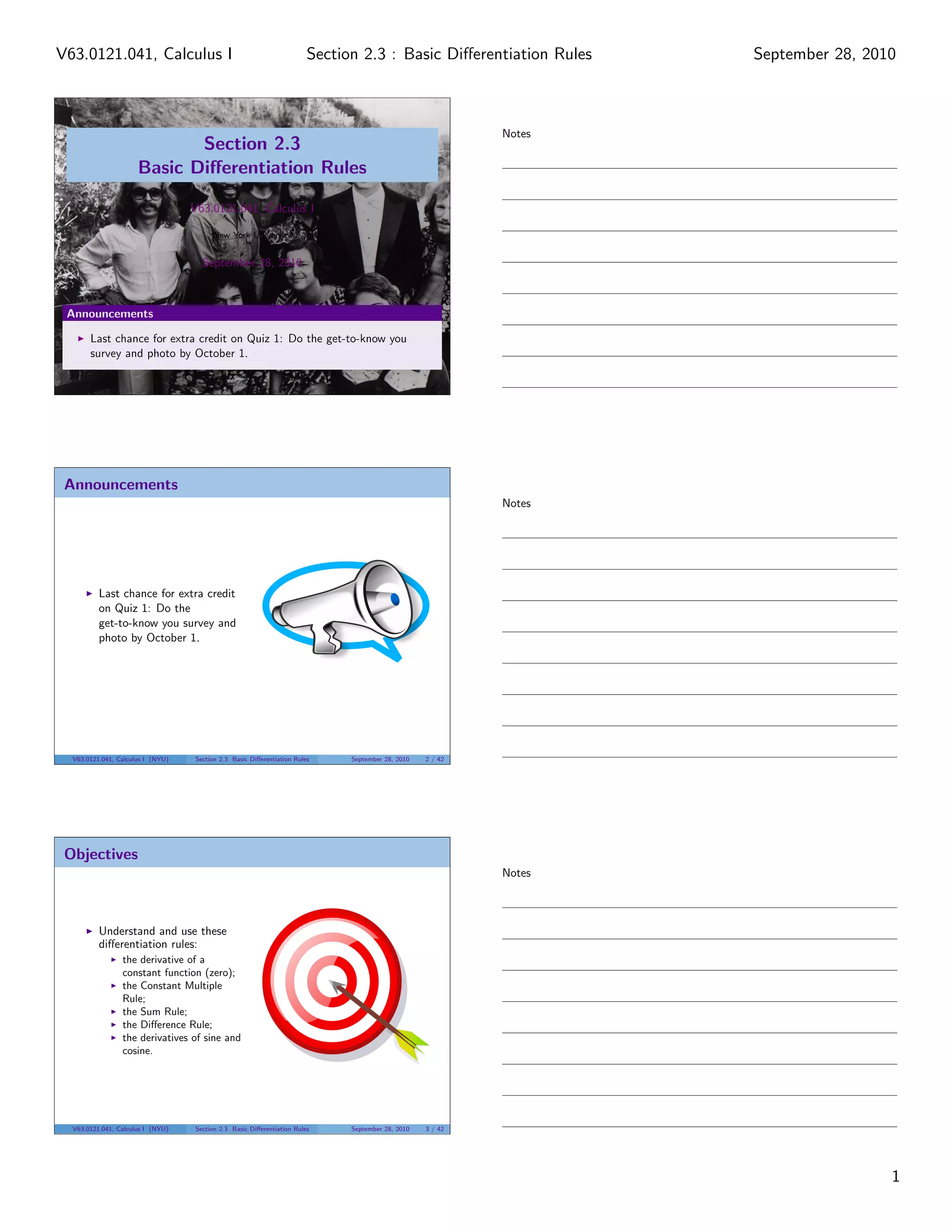 Lesson 8: Basic Differentiation Rules (Section 41 handout) | PDF