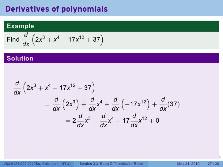 Differentiation Rules