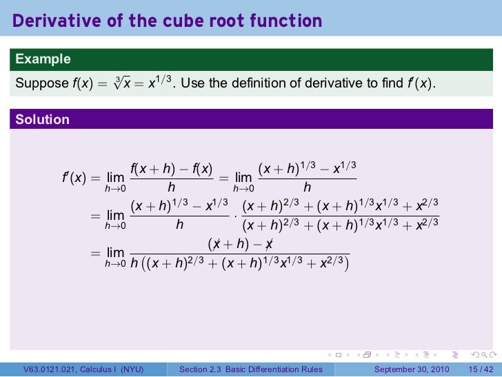 Lesson 8: Basic Differentiation Rules (Section 21 slides)
