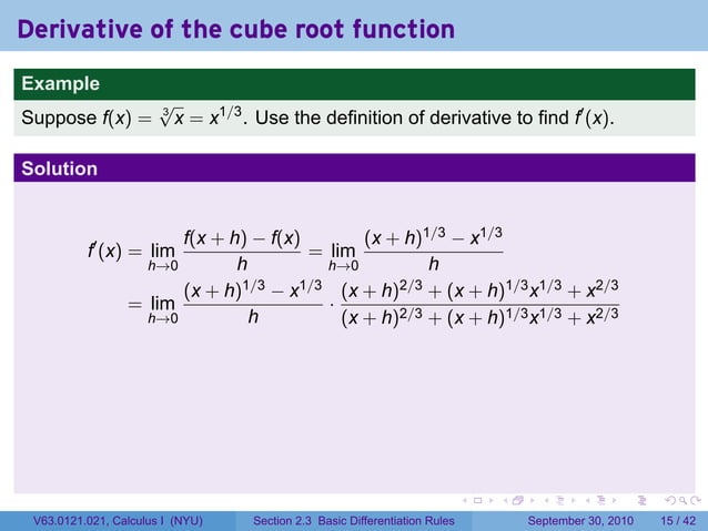 Lesson 8: Basic Differentiation Rules (Section 21 slides) | PPT