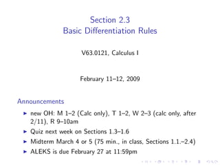 Basic Differentiation Formulas