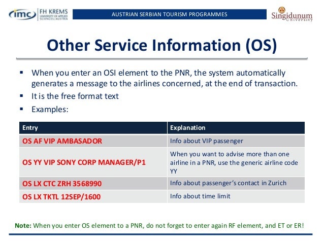 Lesson 9 Optional PNR elements