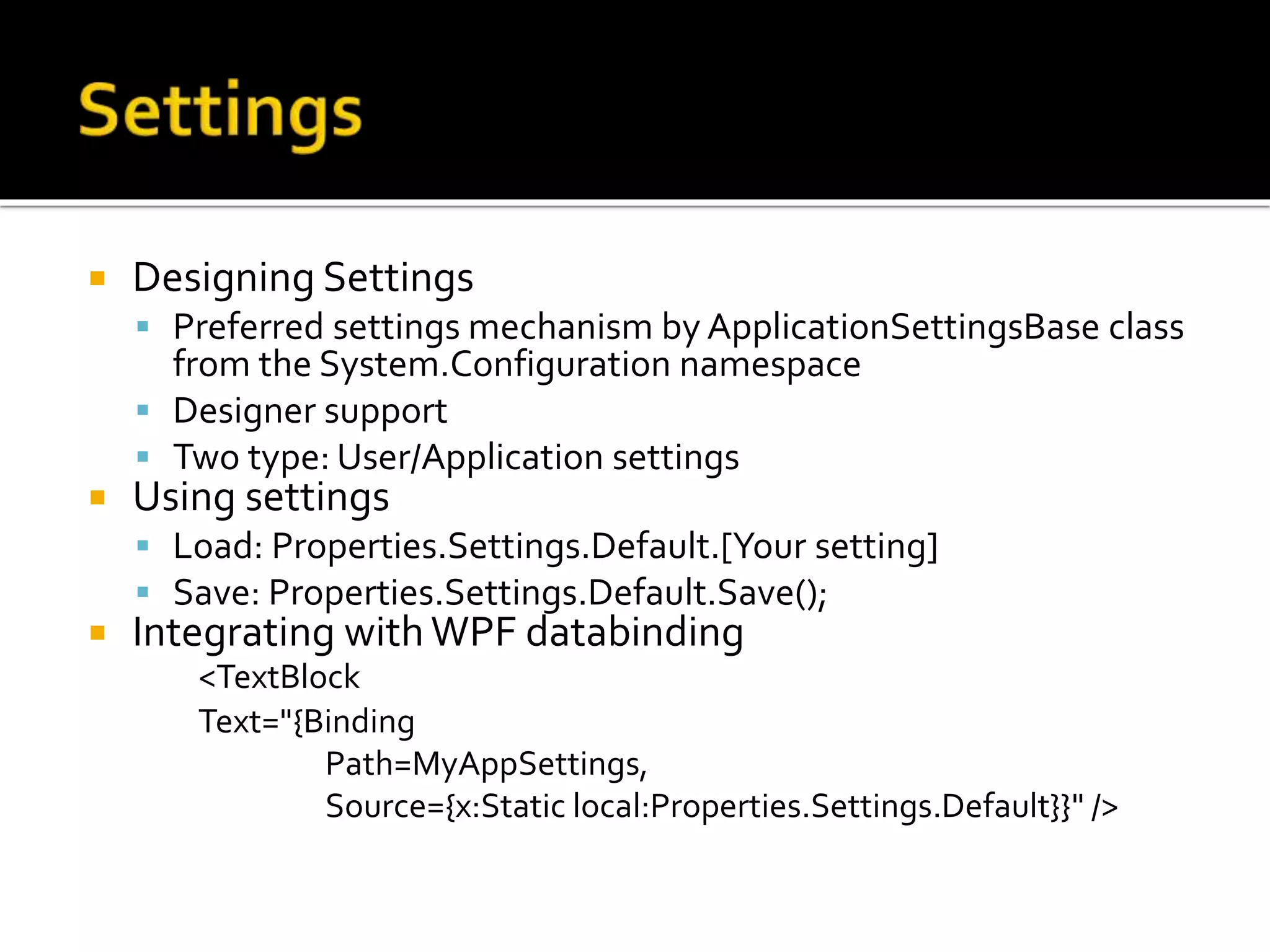 Lesson 09 Resources And Settings In Wpf Ppt