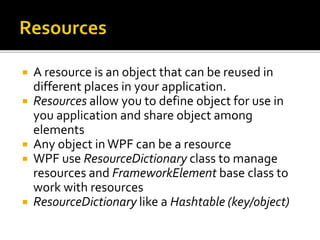 Lesson 09 Resources and Settings in WPF | PPTX