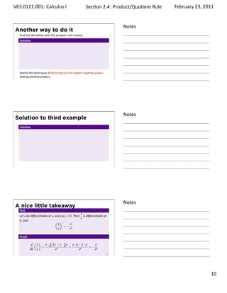 Lesson 9: The Product and Quotient Rules (handout) | PDF