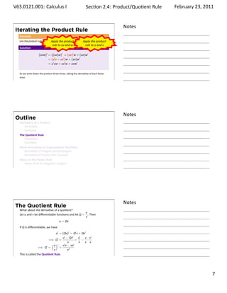 Lesson 9: The Product and Quotient Rules (handout) | PDF
