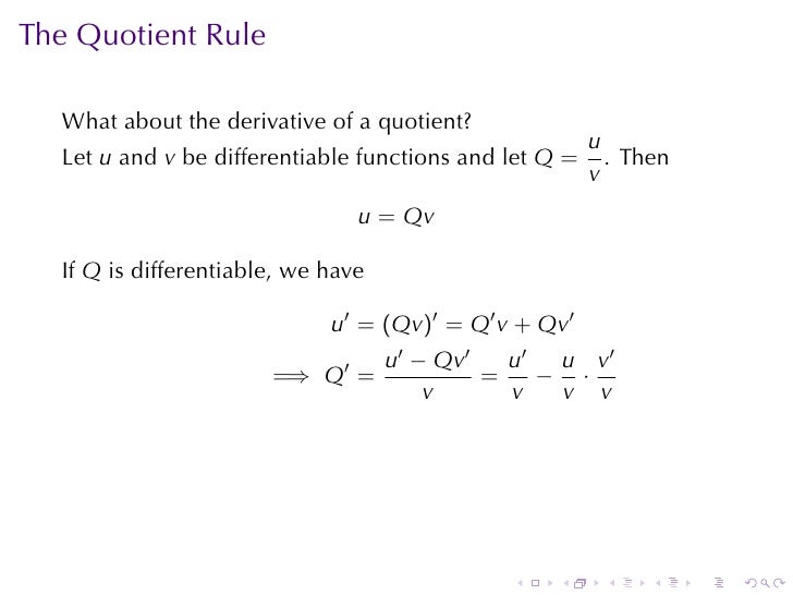 Lesson 9: The Product and Quotient Rule