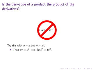 Quotient Rule Derivative U V