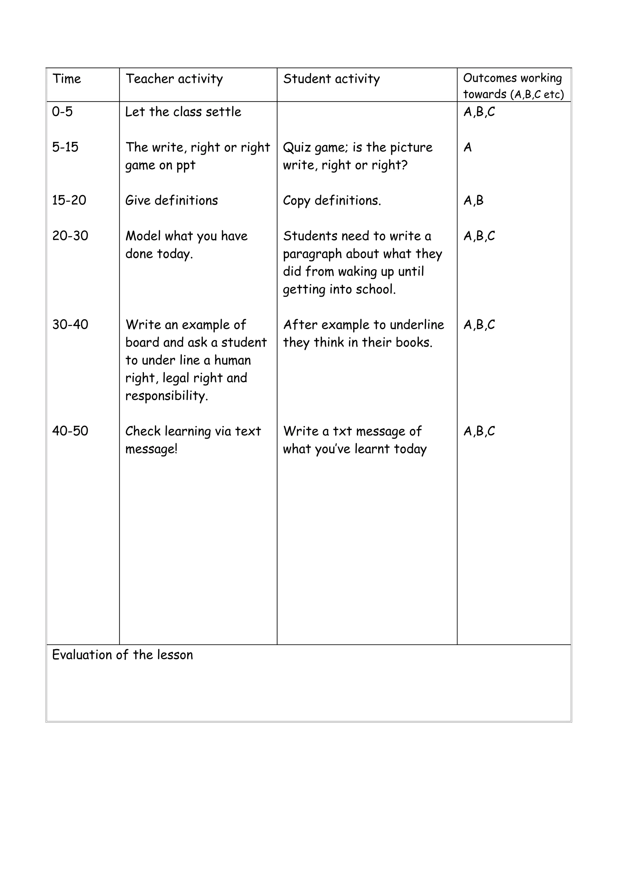 Lesson 1 | DOC | Educational Assessment | Education