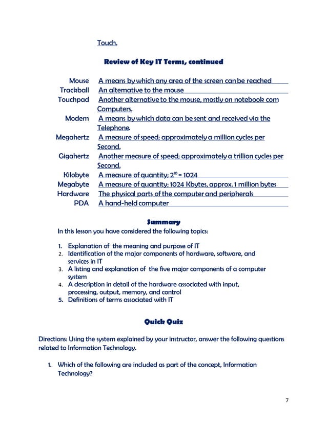 Lesson1 | DOC | Operating Systems | Computer Software and Applications