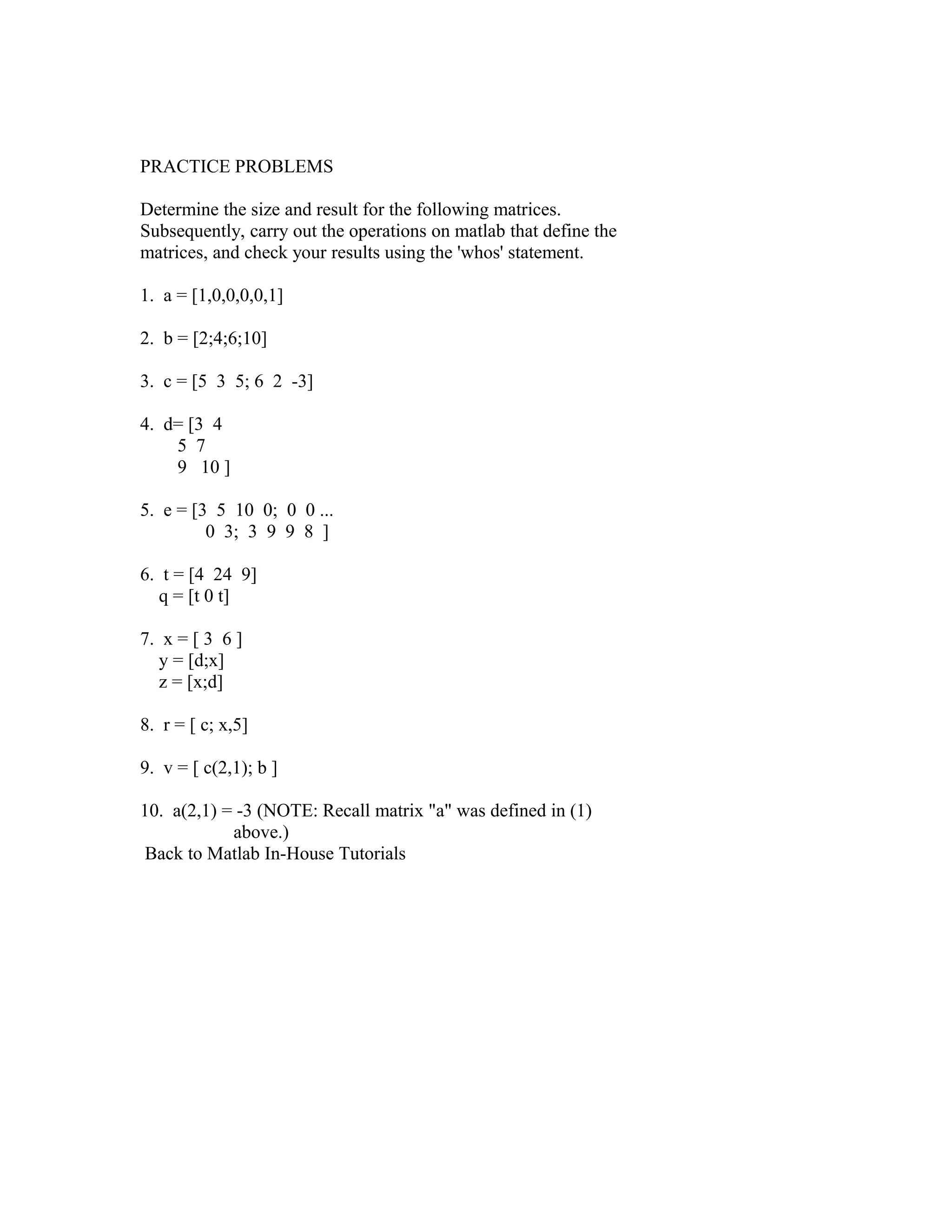 matlab Lesson 1 | PDF