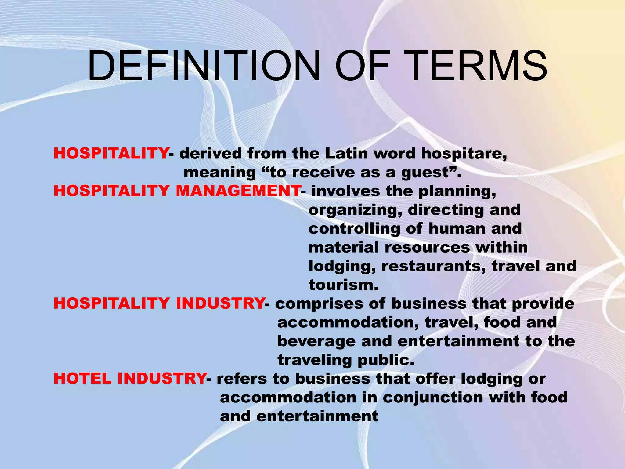 Introduction to Hospitality Industry | PPTX