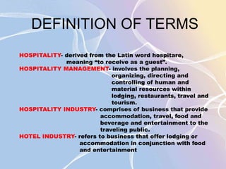Introduction to Hospitality Industry | PPTX