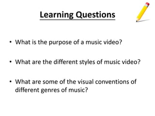 Lesson 1 - Introduction to Music Video | PPTX