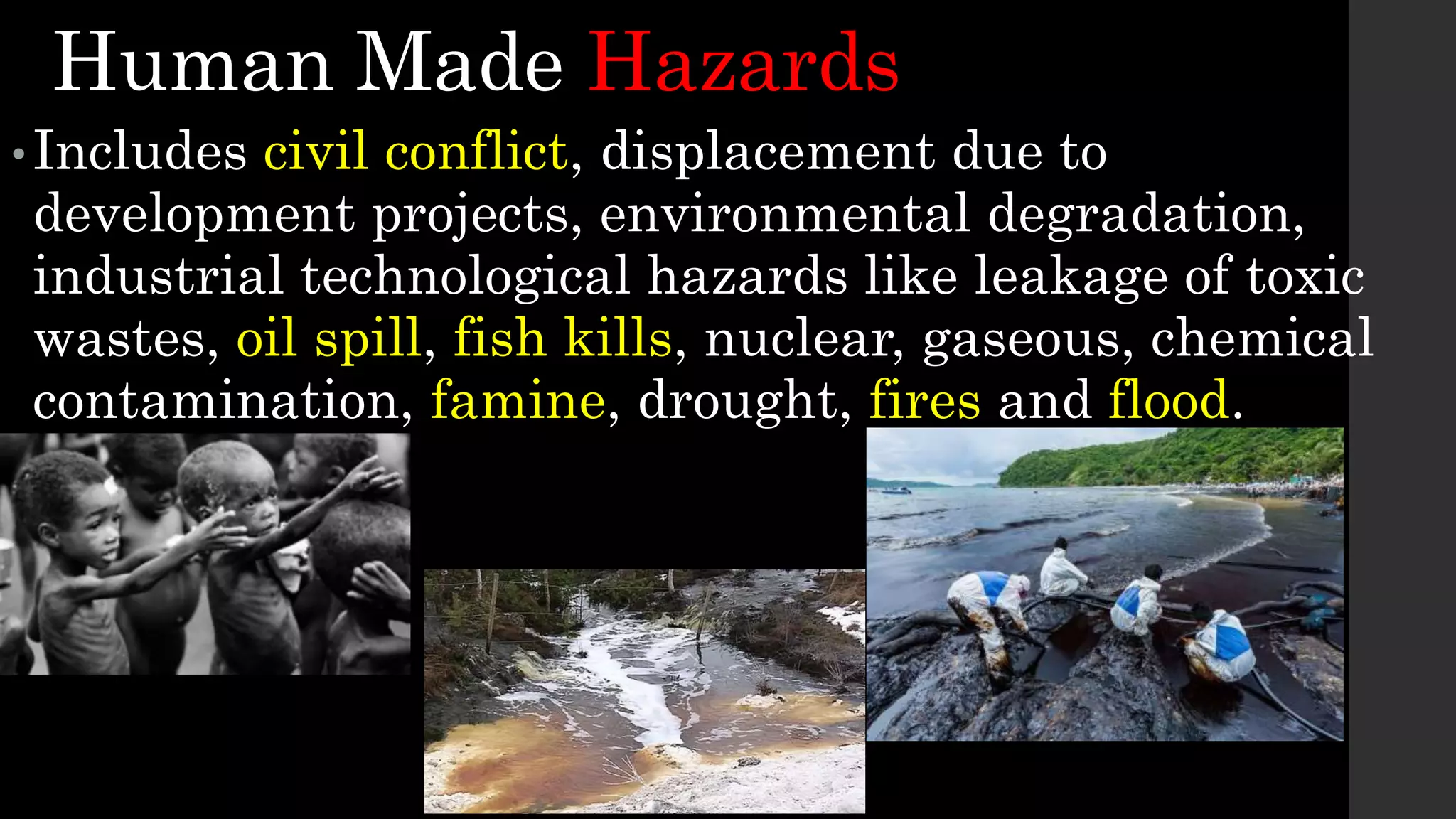 Disaster, Hazard, Types of Hazard (Natural and Man Made Hazards), and ...
