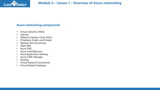 Exam 70-533 Module 2-Lesson 1 - Overview of Azure networking | PPT